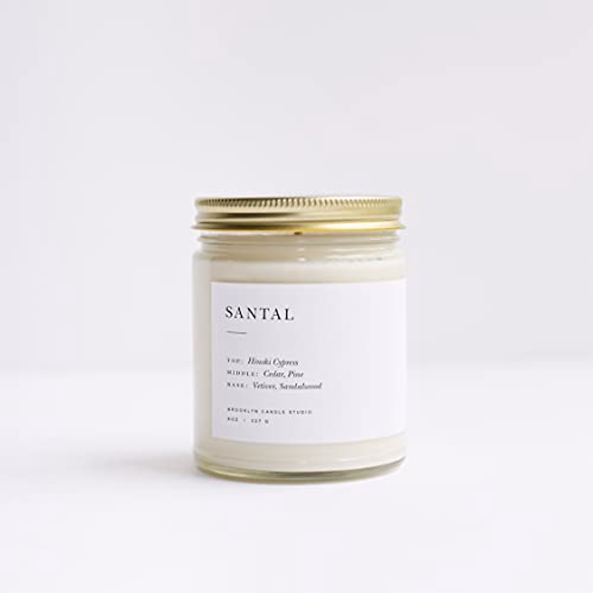 Brooklyn Candle Studio Santal Minimalist Candle | Vegan Soy Wax Luxury Scented Candle Hand Poured in The USA 50 Hour Slow Burn Time (7.5 oz)