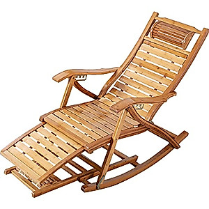 Lounge Chair, Outdoor Patio Woodenl Rocking Chair, Padded Modern Rocker Chairs with Cushion, Support 440lbs for Porch, Deck, Balcony or Indoor Use (Color : with Brown Cushions, Size : Rocking Chair