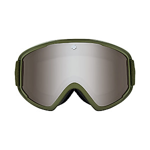 SPY Optic Crusher Elite Snow Goggle, Winter Sports Protective Goggles, Color and Contrast Enhancing Lenses, Matte Olive - Bronze with Silver Spectra Mirror Lenses