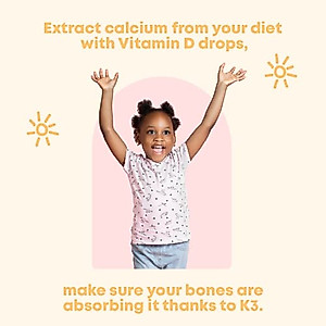 Children Vitamin D Drops - Kids Vitamin D Liquid - Vitamin D3 K2 Drops for Kids May Support Strong Bones and Healthy Immune System - Liquid Vitamin D for Kids & Children - 180 Servings