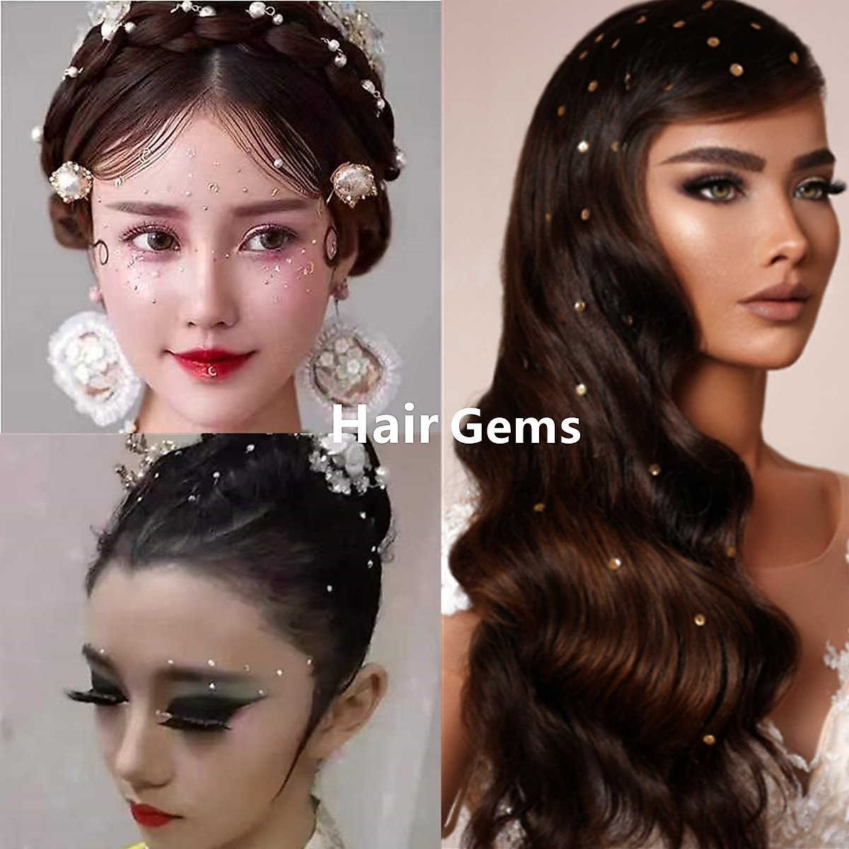 Go Ho 423 Pieces Self Adhesive Face/Hair Gems Rhinestones,Eye Gems Diamonds Crystals Hair Jewels Stick on,Face Jewels Singer Concerts Festival Rave Accessories,Nails Rhinestones