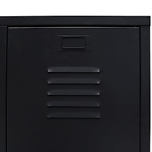 vidaXL Black Wardrobe - Metal Industrial Style Closet with Adjustable Interior Shelves & Drawers, Unique Name Card Holders - Durable & Easy to Assemble