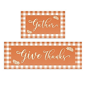 HOLVDENG Easter Bunny Kitchen Mat Set of 2 Non Slip Thick Kitchen Rugs and Mats for Floor Comfort Standing Mats for Kitchen, Sink, Office, 17"x47"+17"x28"