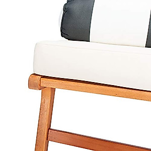 SAFAVIEH Outdoor Collection Chaston Natural and Beige 4-Piece Set with Black & White Pillows