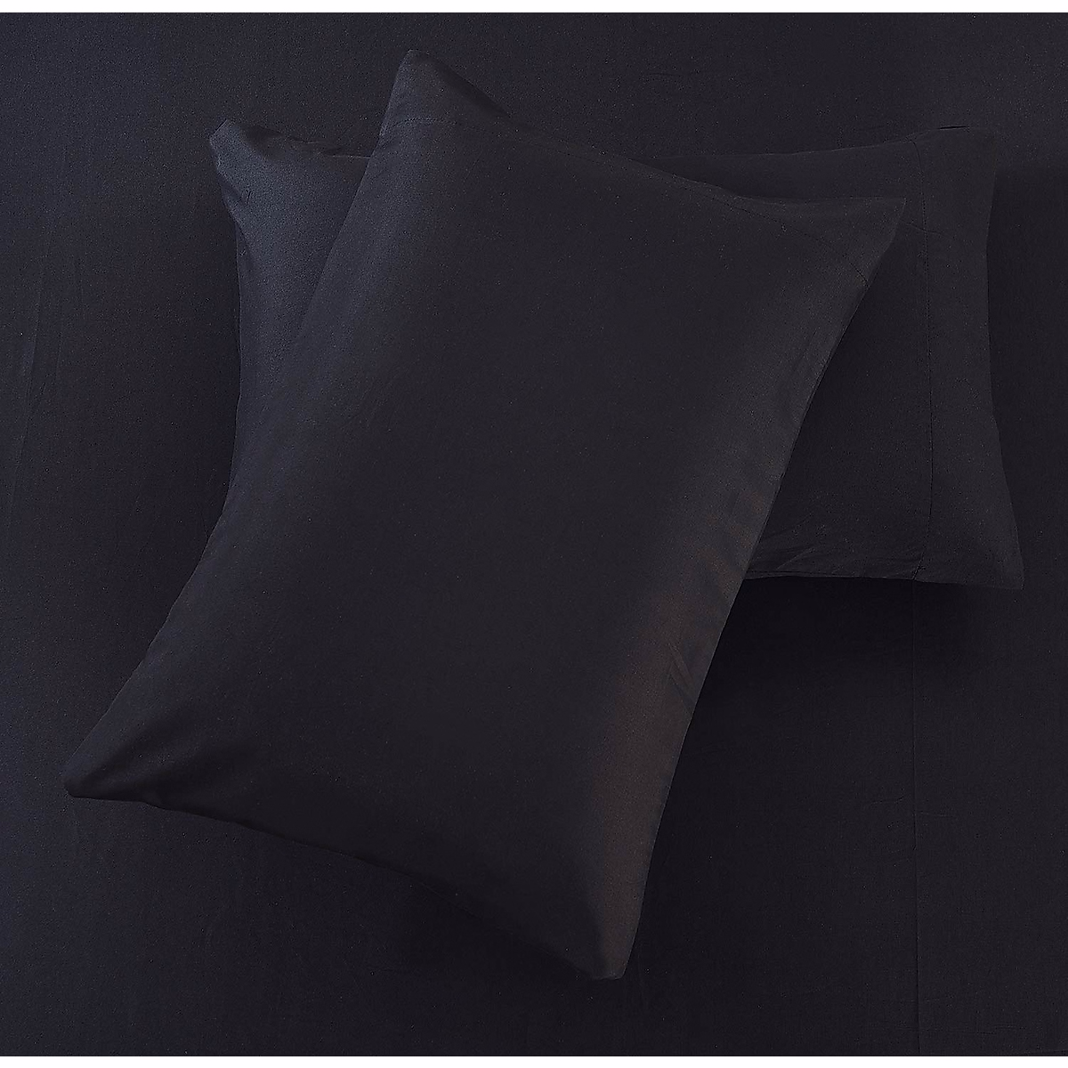 PHOENIX HOME TEXTILES 1500 Collection Soft Brushed Microfiber Sheet Set with 15-Inch Deep Pocket -Wrinkle Fade and Stain Resistant (Queen, Black)