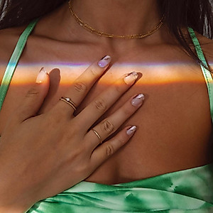 NOKMIT 1mm 14K Gold Filled Solitaire Rings for Women Girls Round Cut Cubic Zirconia Rings Dainty Thin Cute Anniversary Ring Non Tarnish High Polished Comfort Fit Size 4 to 10 (4)