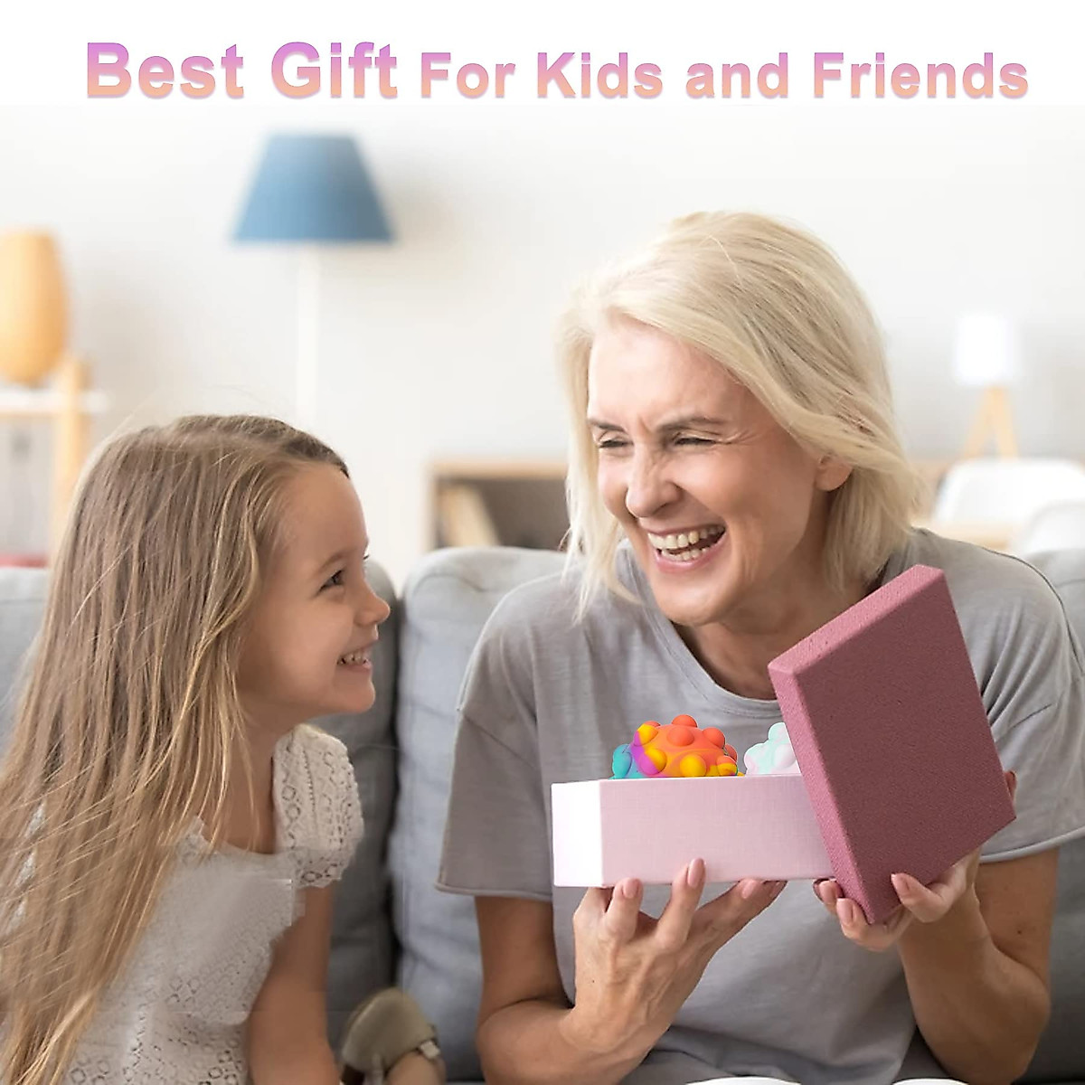 Telinkin Stress It Pop Ball Fidget Toys for Girls and Boys Gifts, Squishy Stress Balls for Adults & Kids, Push Popit Squeeze Ball Fidgets Toy with Anxiety Relief for ADHD Children & Adult Pack of 3