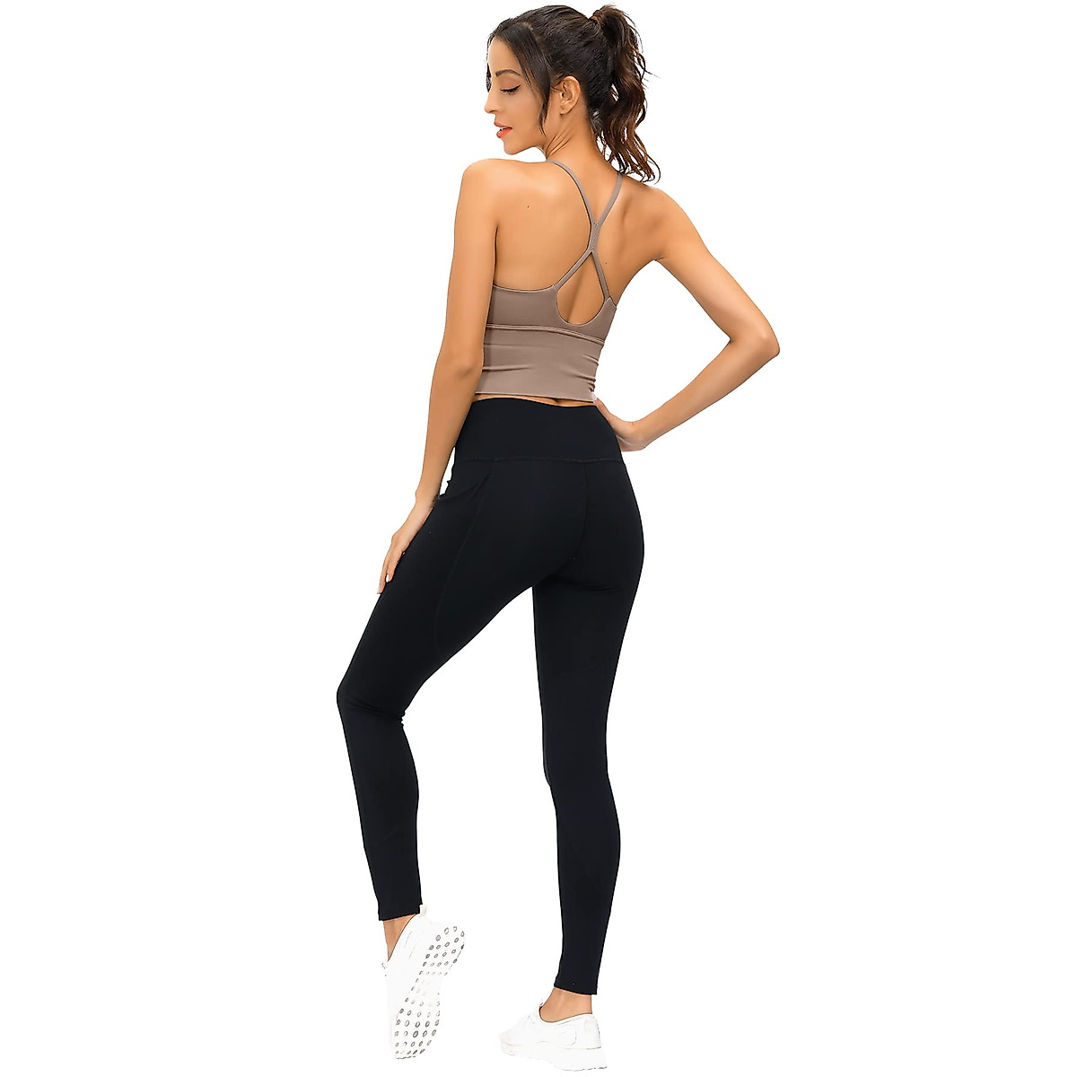 SIGNEALA Sports Bra for Women Longline - V Neck Padded Workout Bras - Strappy Crop Top for Yoga Gym Maroon