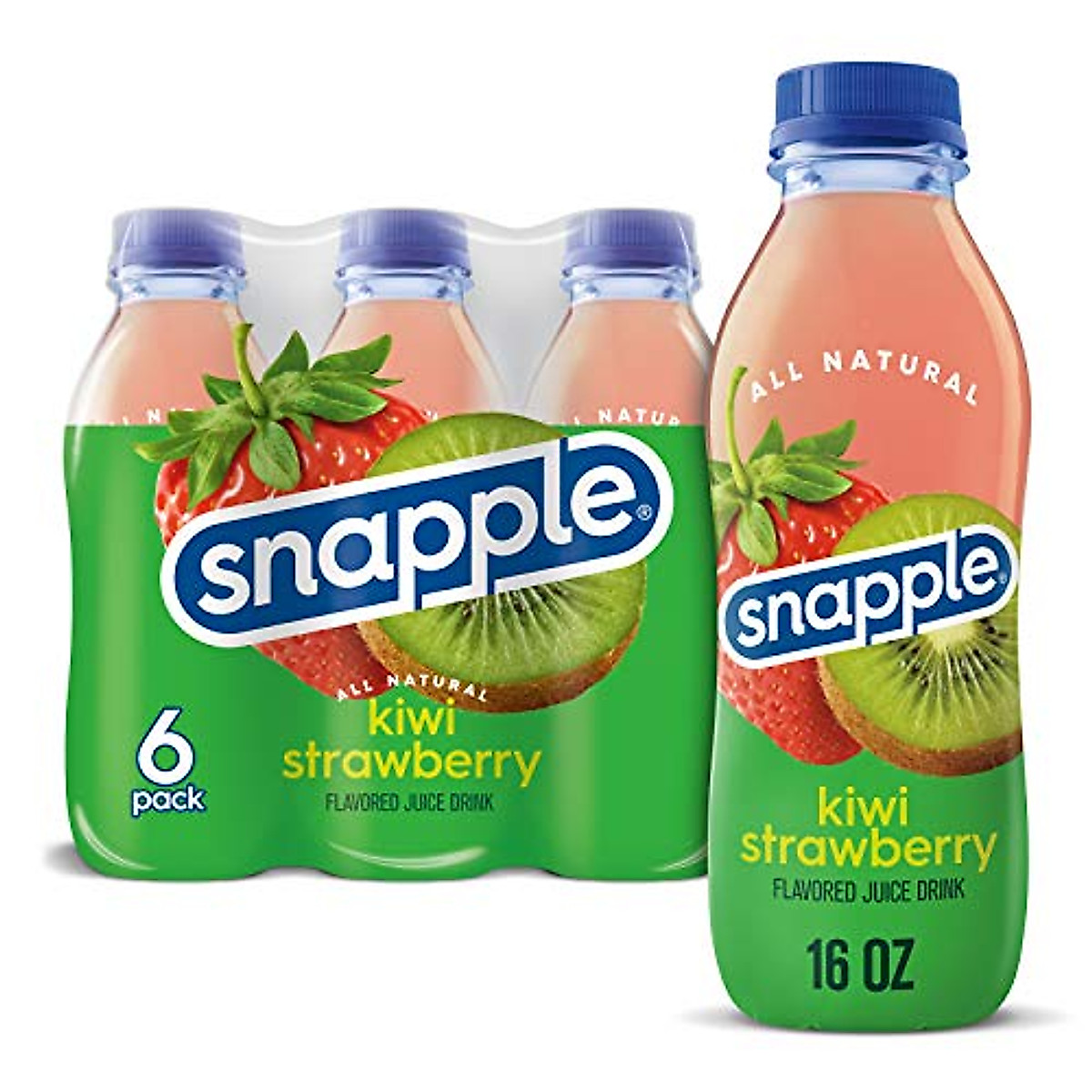 Snapple Kiwi Strawberry, 16 fl oz recycled plastic bottle, 6 pack