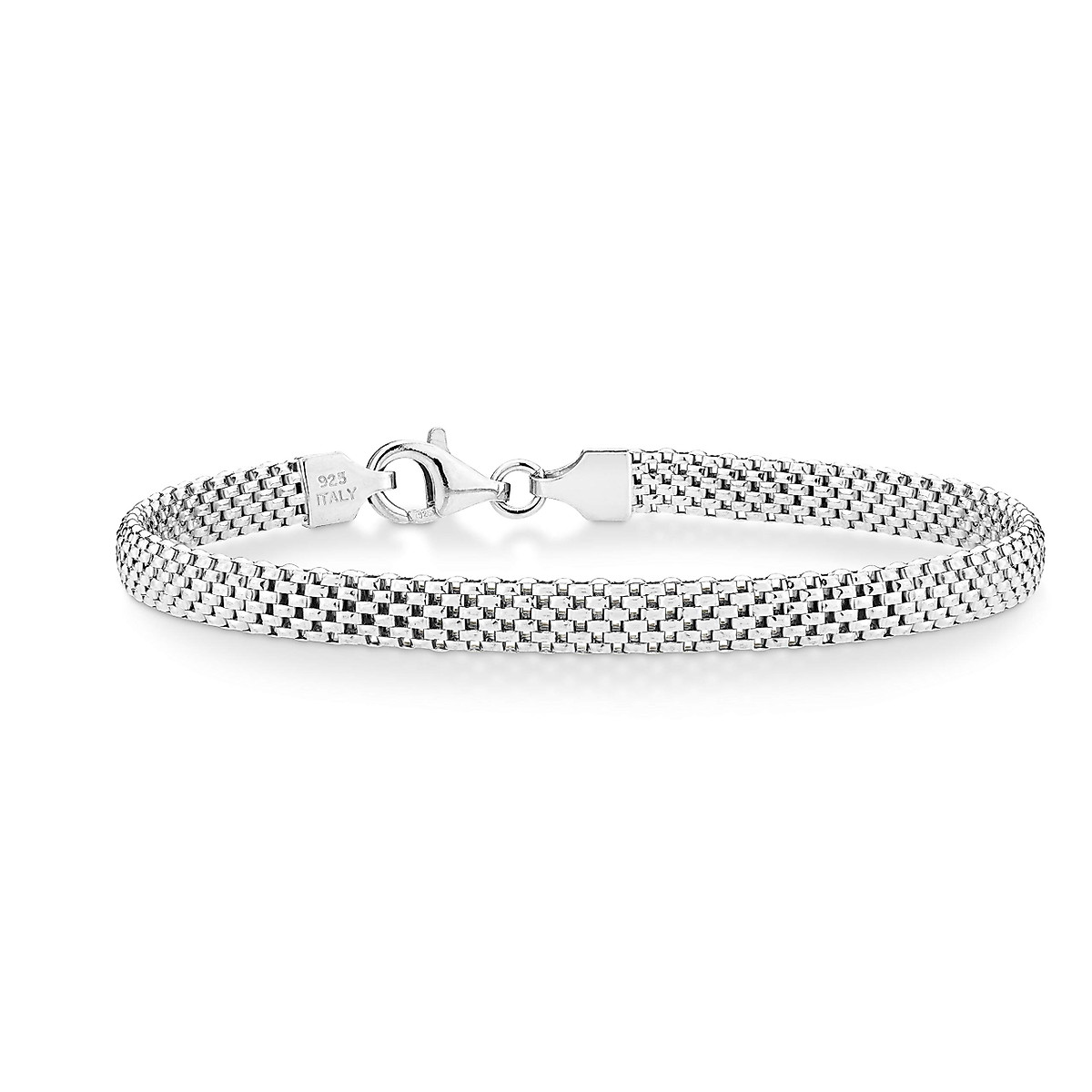 Miabella 925 Sterling Silver Italian 5mm Mesh Link Chain Bracelet for Women, Made in Italy (7 Inches (Small))