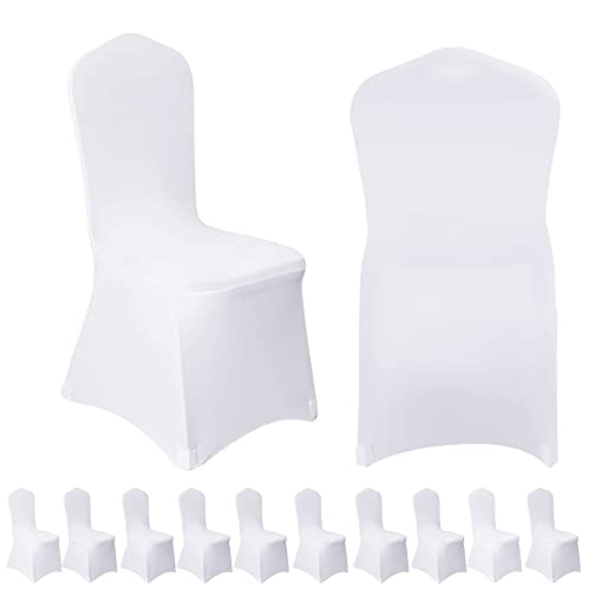 Vencede 10pcs White Stretch Spandex Chair Cover, Chair Covers for Wedding, Universal Fitted Chair Cover Protector for Party, Banquet, Event, Hotel（White 10PCS）
