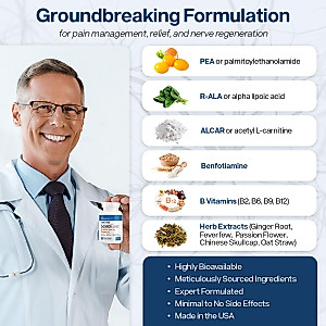 SciatiEase Sciatic Nerve Health Support Supplement - Nerve Support Formula with AlphaPalm, Pea, Vitamin B Complex, Alpha Lipoic Acid 300mg - 120 Capsules