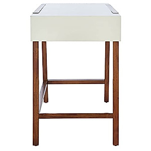 SAFAVIEH Home Collection Marwood Mid-Century Modern White/Brown Desk, Medium