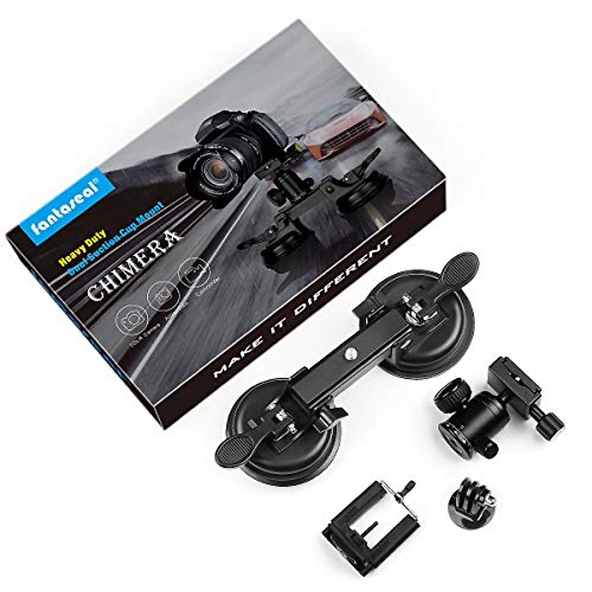 Professional Heavy Duty (20 lbs Load) True DSLR Mirorrless Camera Suction Cup Car Mount Camcorder Vehicle Holder w/Quick Release Plate 360° Ball Head Compatible with Nikon Canon Sony RED BM Hi-Speed