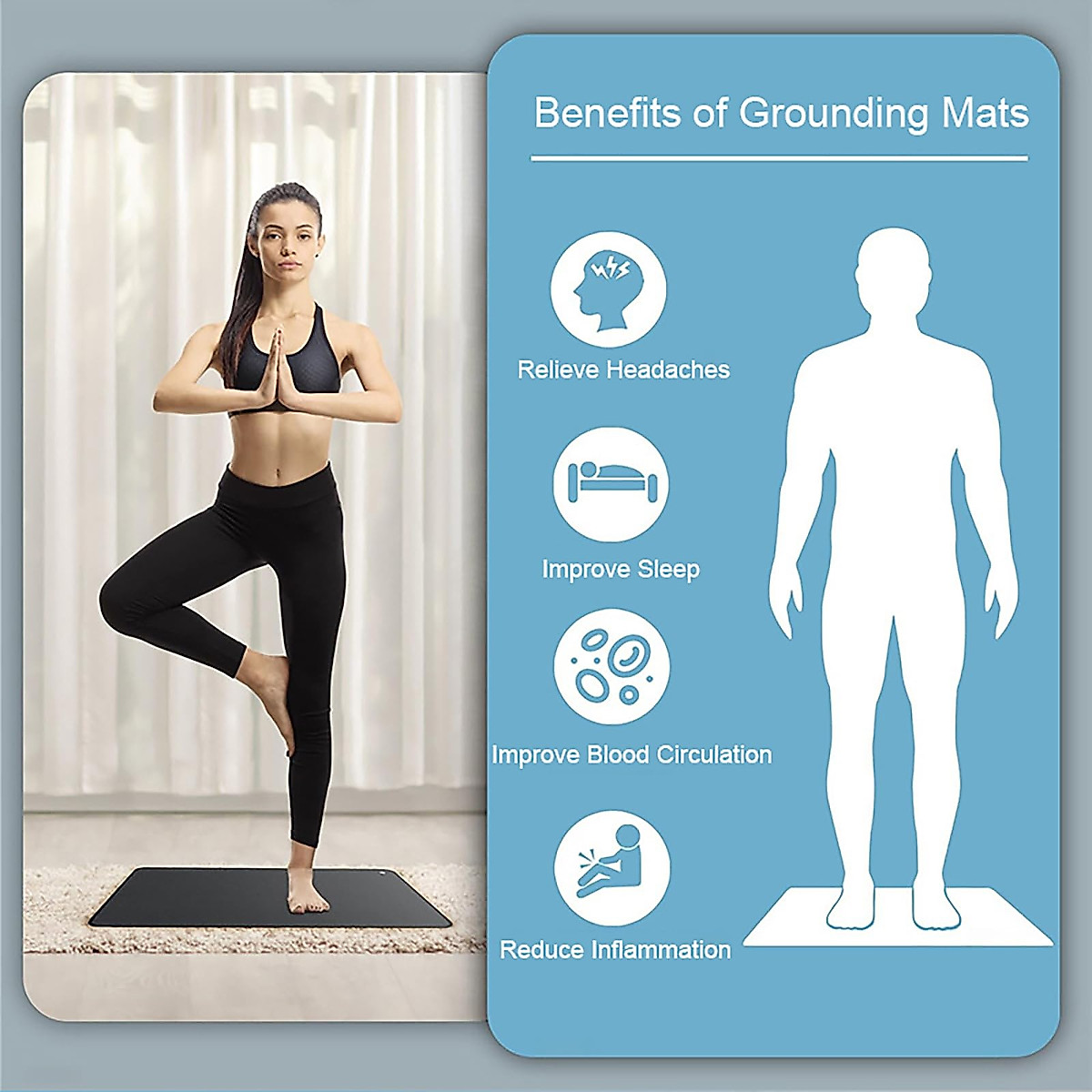 BSKJMMP Grounding Pads for Feet 24'' x 35" Grounding Mat Earth Connected Therapy Mat for Working Relaxing Earth Grounding Sheet for Bed Desk