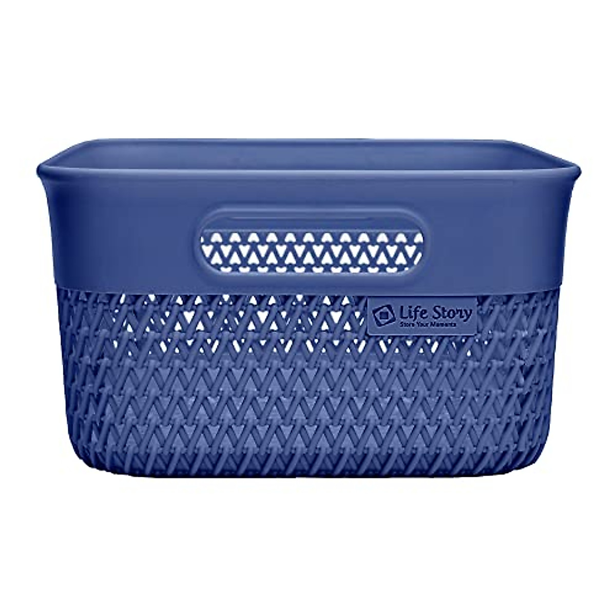 Life Story Lightweight Heavy Duty Storage Woven Trendy Basket 10 Quarts w/Built-In Handles Blue (6 Pack)