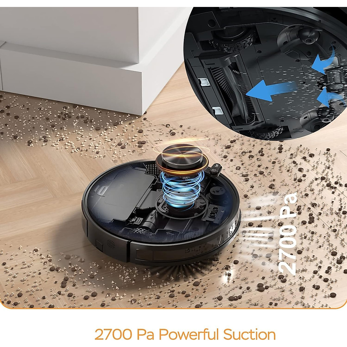 Geek Smart Robot Vacuum Cleaner and Mop L7, LDS Navigation, Wi-Fi Connected APP, Selective Room Cleaning, MAX 2700 PA Suction, Blue Ideal for Pets and Larger Home