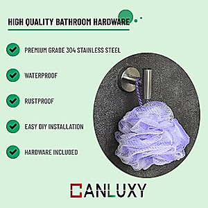 CANLUXY Towel Hooks for Bathroom 2 Pack - Robe Hooks for Kitchen Bath Wall Mounted - Towel Robe 2 Hooks Brushed