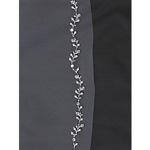 SAMKY 1T 1 Tier Offset Flower Vine Edge Crystal Pearl Veil - White Fingertip Length 36" V502