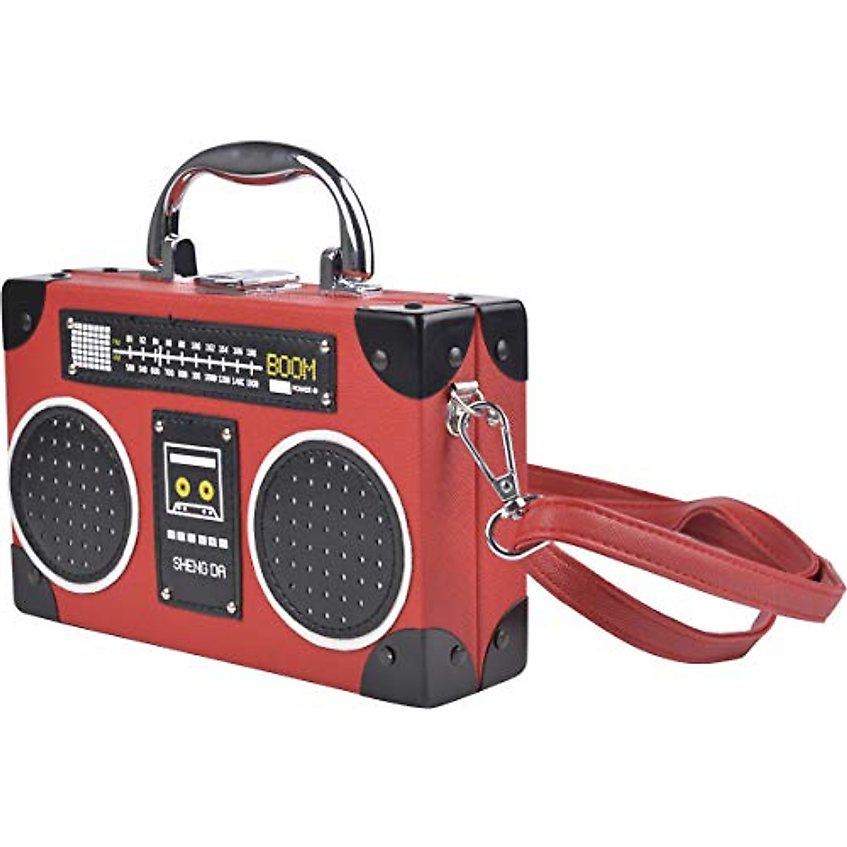 QZUnique Tape Shaped Shoulder Bag Radio Recorder PU Crossbody Bag Women's Retro Evening Bag Handbag Clutch Purse