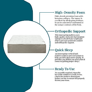 Greaton 14" Firm Hybrid Mattress, Stable and Comfortable Double Sided Bed Mattresses, Provide Equal Level Body Support and Correct Posture, Fully Assembled Bedding, White, Full XL