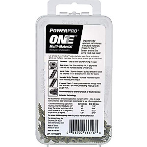 Power Pro Premium One Multi-Material Flat Head Screws, Epoxy Coated Steel, Fasten in Wood, Metal, Concrete, Drywall and Plastic, Bronze, 6 x 5/8 inch, Box of 50 Screws