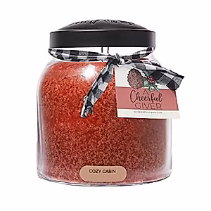 A Cheerful Giver — Cozy Cabin - 34oz Papa Scented Candle Jar with Lid - Keepers of the Light - 155 Hours of Burn Time, Gift for Women, Red