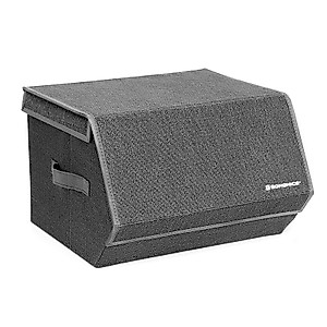 SONGMICS Stackable Storage Bins Set of 2, Storage Boxes with Lids, Non-Woven Fabric Closet Organizers with Magnetic Closures, Side Handles, Dark Gray URYLB02GV1