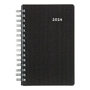 Brownline 2024 DuraFlex Daily/Monthly Planner, Appointment Book, 12 Months, January to December, Twin-Wire Binding, 8" x 5", Black (CB634V.BLK-24)
