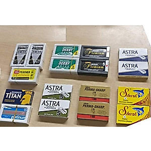 NEW 100 Shaving Safety Razor Double Edge Blades of 10 Top Brands - Feather ASTRA PERSONNA.Sampler Pack