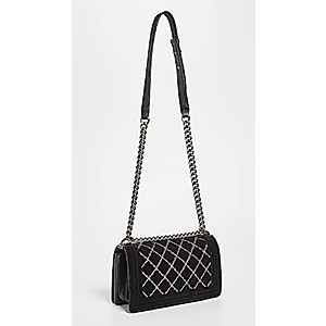 CHANEL Women's Pre-Loved Velvet Boy Medium Bag, Black, One Size