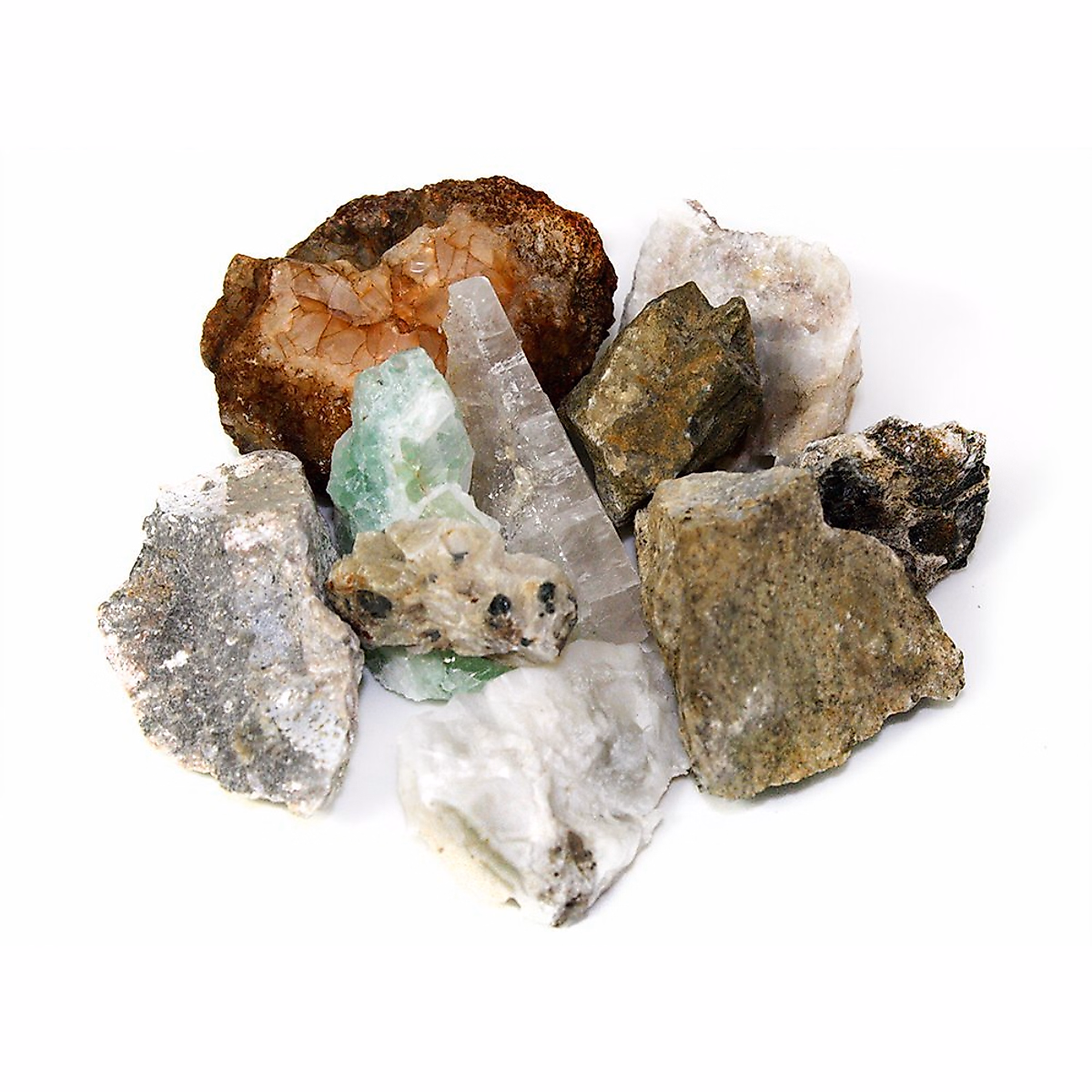 Set of 10 Medium Short Wave UV Reactive Fluorescent Mineral Rock Specimens