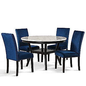 New Classic FURNITURE Celeste Faux Marble Round Dining Table, 48-Inch, Espresso