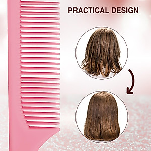 3 Pieces Plastic Rat Tail Comb Pintail Comb Fiber Teasing Comb 9 Inch Styling Comb with Thin and Long Handle for Men Women Girl Salon Home Supplies