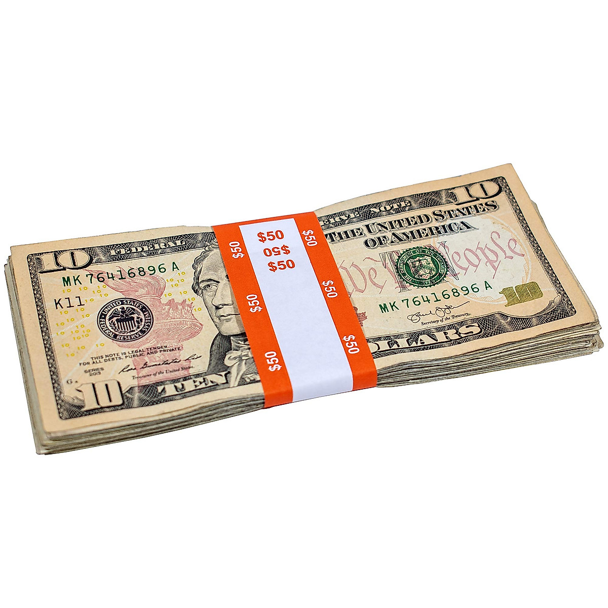 Royal Sovereign $50 Currency Straps, Orange, 1000 Count (RMCS-0050)