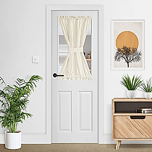NICETOWN Ivory White Velvet Short Curtain 40 inches - Elegant French Door Curtain for Kitchen Window Light Blocking Luxury Curtain Panel for Nursery/Kids Bedroom Decor, W25 x L40, 1 Panel