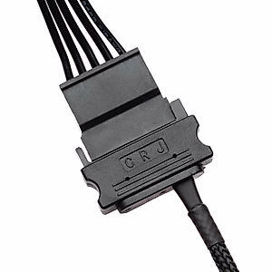 CRJ Slimline SATA Power Adapter Cable - 12-inch (30cm), Black Sleeved - Power 6-Pin Slimline SATA Disk Drives with a 15-Pin SATA Power Supply Connector