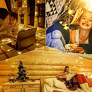 Fairy Lights Plug in, 32FT 100 LED Waterproof Copper Wire Twinkle Firefly Lights with UL Adaptor, Starry String Lights for Bedroom Indoor Outdoor Garden Patio Christmas Wedding Decorative (Warm White)