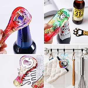 LUXWIN Bottle Opener Resin Molds Kit, Beer Opener Resin Keychain Molds with Stainless Steel Resin Accessories, Silicone Molds for DIY Keychain, Beer Spanner Bottle Opener