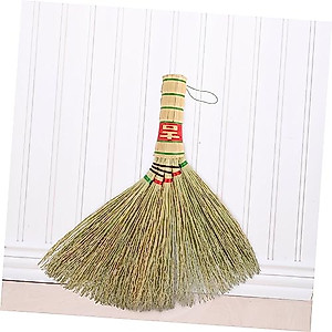Healeved Desk Cleaning Broom Pet Waste Broom Miniature Dustpan and Brush Natural Straw Broom Hand Handle Broom Hand Whisk Broom Dusting Brush Compact Dustpan and Brush Sorghum Grass