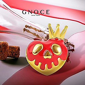 GNOCE Halloween Horror Charm Bead Sterling Silver 18k Gold Plated Poison Apple with Crown Charm For Bracelet/Necklace For Women Girls