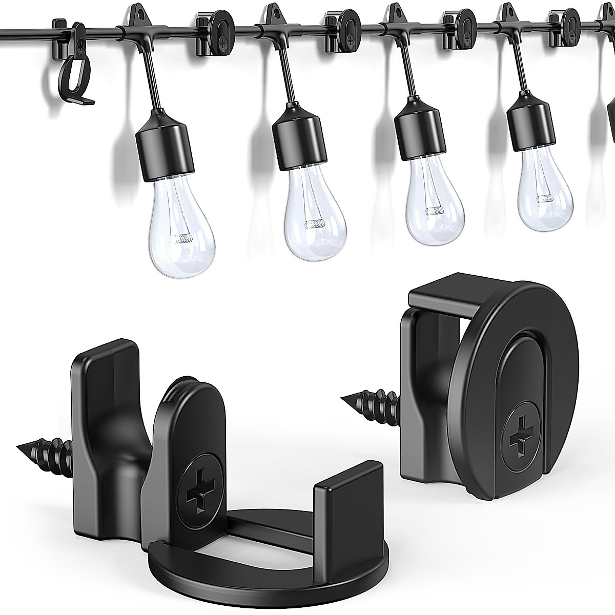 Lewufe Outdoor String Lights Hangers, Christmas Light Clips, Lights Hanger Hooks for Hanging Christmas Light, Fairy Lights, Outdoor Patio Lights, 30 Pack, Black