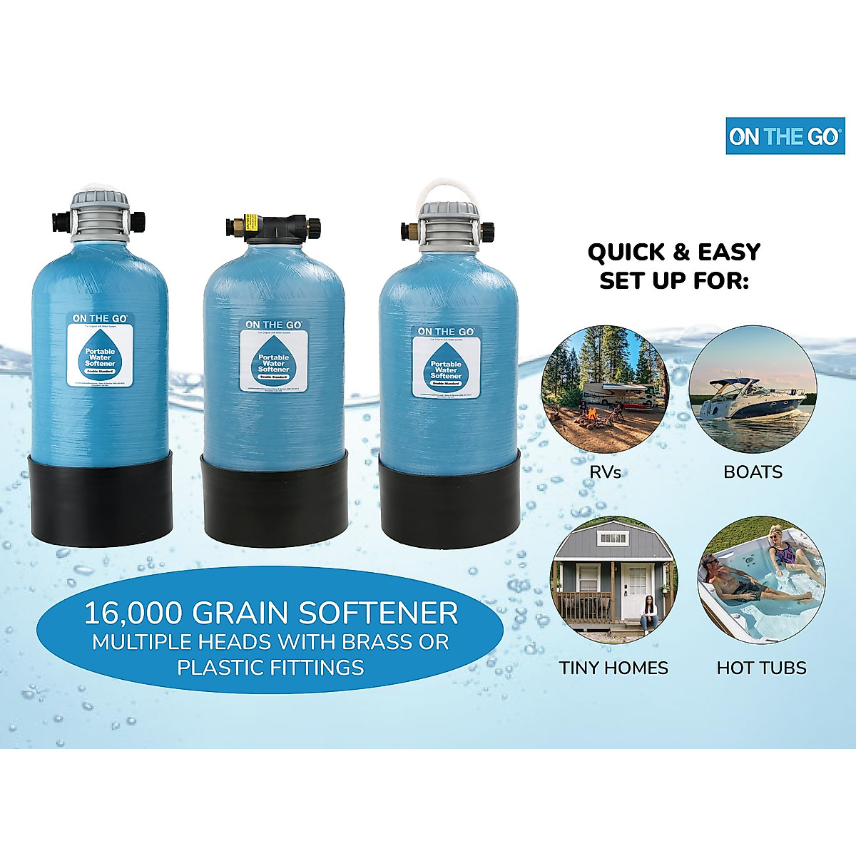 On The Go OTG4-DBLSOFT-Portable 16,000 Grain RV Water Softener (NOT made in China, assembled by U.S. Workers in Indiana)