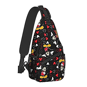 Mouse Crossbody Sling Backpack Shoulder Bag For Women & Men Chest Sling Bag Casual For Travel Hiking Gym, Black