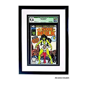 Coinz Comics: Graded Comic Book Frame, Black and White Acid-Free mat Board, Includes UV Protected Poly Facing, Fits CGC and CBCS Graded Comics, Wall Mountable with Sawtooth Hanger