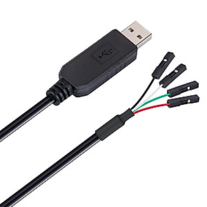 DTech USB to TTL Serial 3.3V Adapter Cable TX RX Signal 4 Pin 0.1 inch Pitch Female Socket PL2303 Prolific Chip Windows 10 8 7 XP Vista (6ft, Black)