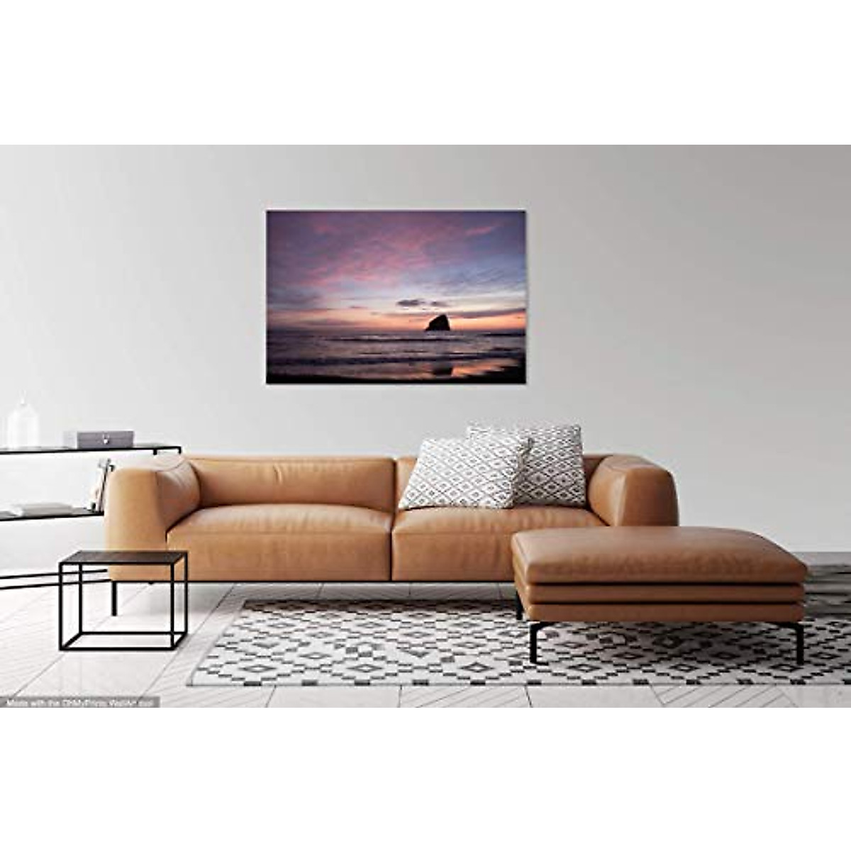 Coastal Sunset CANVAS Print Afterglow Glowing Pink Clouds Beach Photography Pastel Sky Oregon Coast Wall Art Nature Photo Ocean Home Decor Ready to Hang