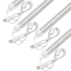 EPESTOEC 4Pack LED Shop Light 2FT,V Shape Integrated T8 LED Tube Light,3000LM,20W,5000K Super Bright White,High Output Linkable Shop Lights