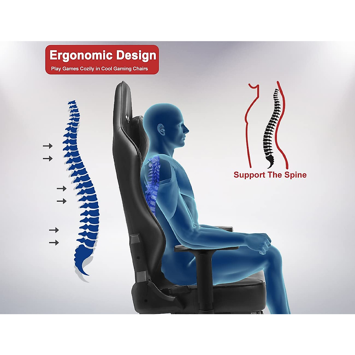 SITMOD Gaming Chairs for Adults Computer Chair with Footrest Racing Lumbar Support Gamer Chair Comfy Massage PC Leather Ergonomic Chair High Back Reclining Adjustable Swivel Video Game Chairs