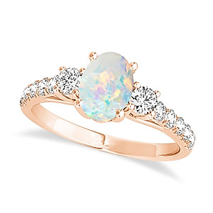YDD Opal Rings for women 1 Carat(1 CT) Oval Cut Opal Engagement Rings for Women Sterling Silver 10K 14K 18K Gold Opal Birthstone Anniversary Ring Free Engraved